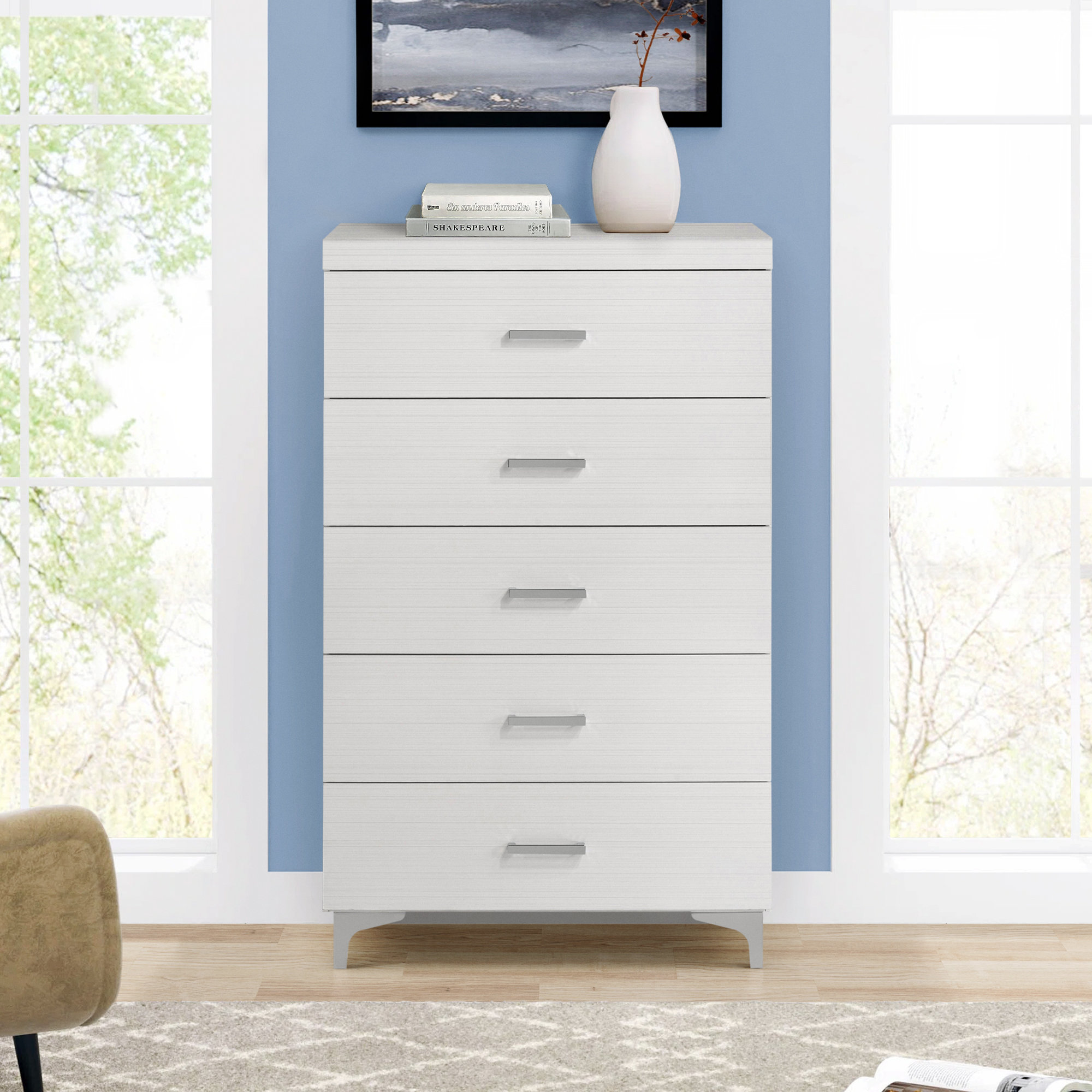 Ivy Bronx Bufkin White 5 - Drawer Chest | Wayfair