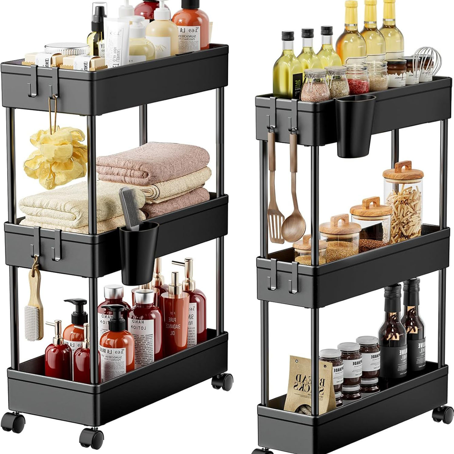 Ebern Designs Wine Rack And Glass Holders, Rolling Wine Cart For ...