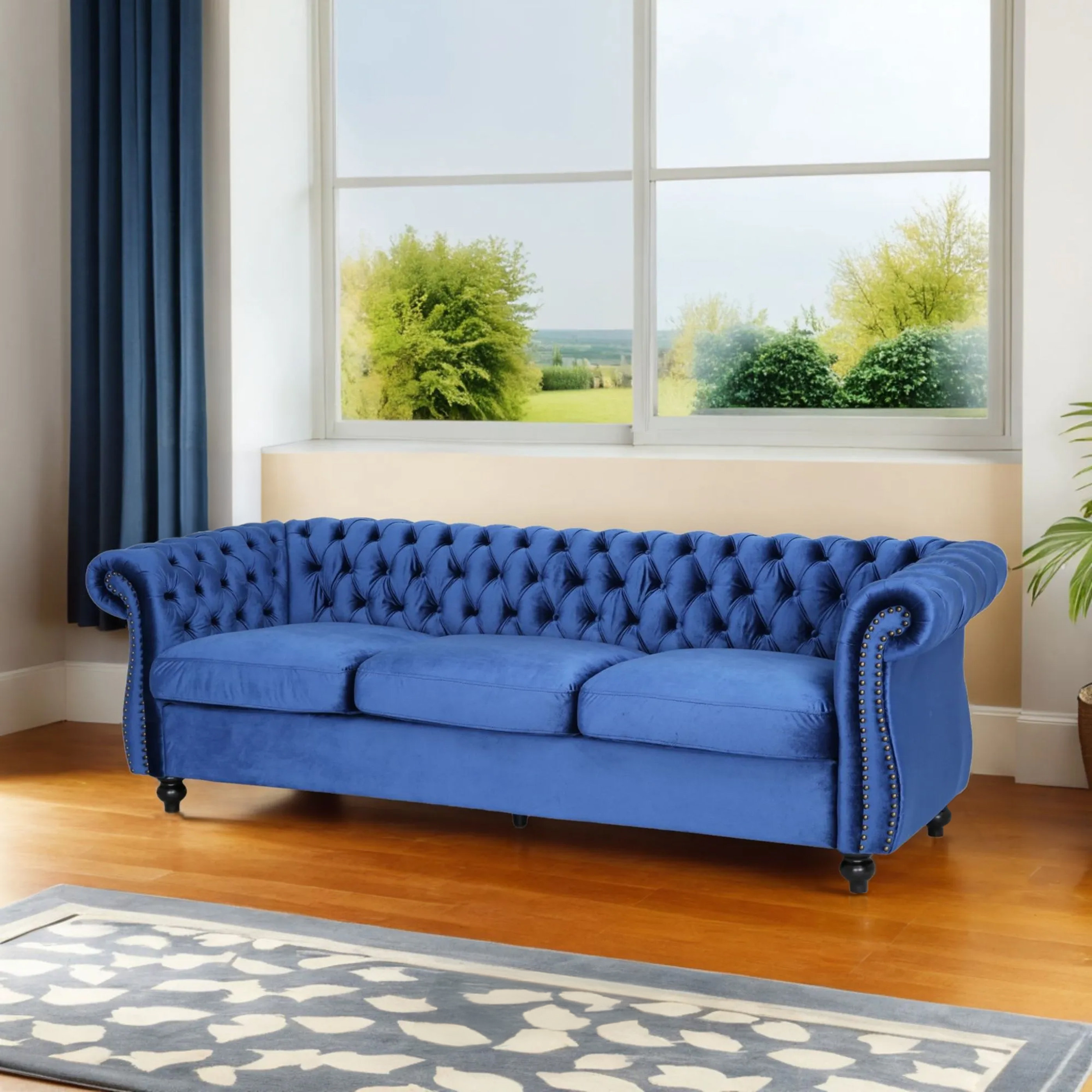 House of Hampton® Elaiza Upholstered Rolled Arm Chesterfield Sofa, PU ...