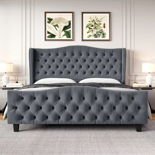 Willa Arlo Interiors Vernita 54.3" Handmade Tufted Tall Bed Frame with ...