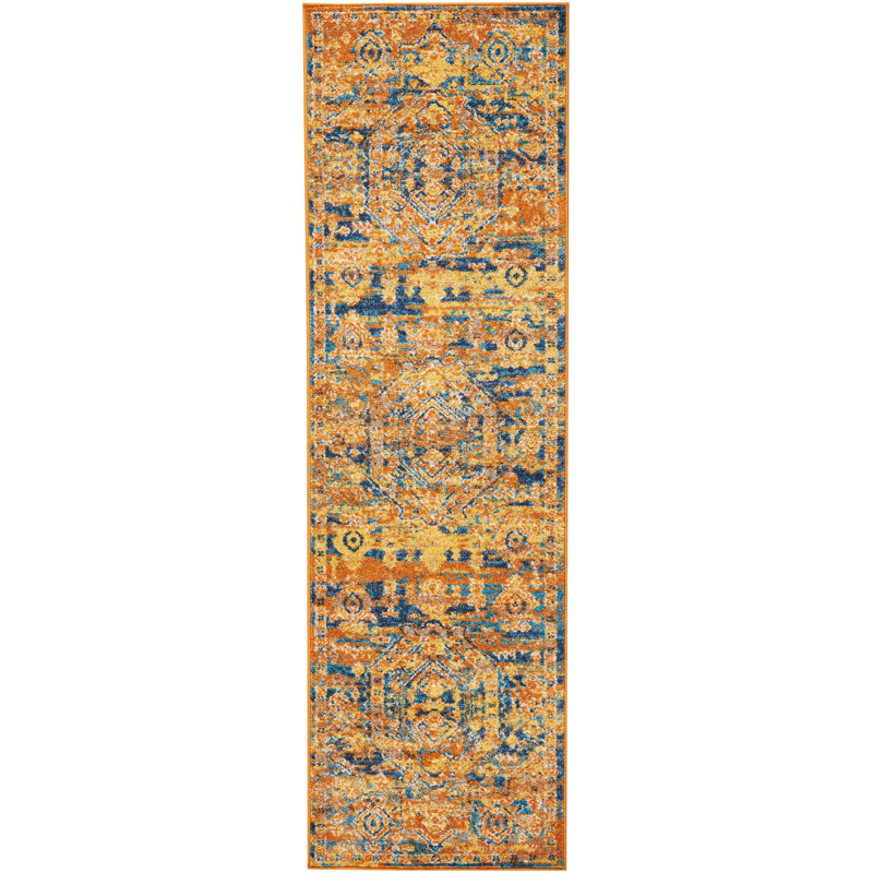 Langley Street® Verda Oriental Sunny Gold/Teal Blue Area Rug & Reviews ...