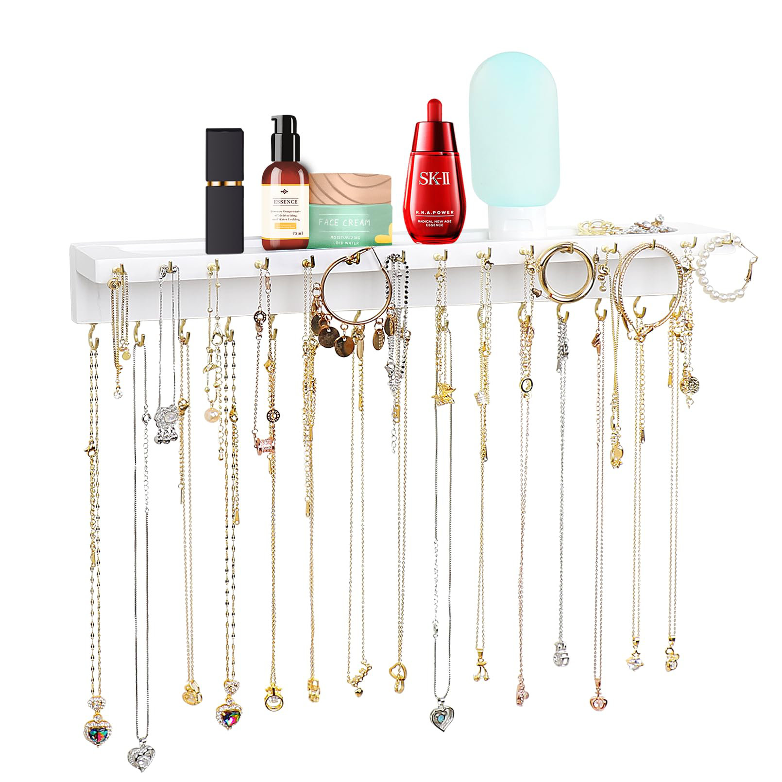 Latitude Run® Upgraded Extra Large Wall Necklace Organizer With 30 ...