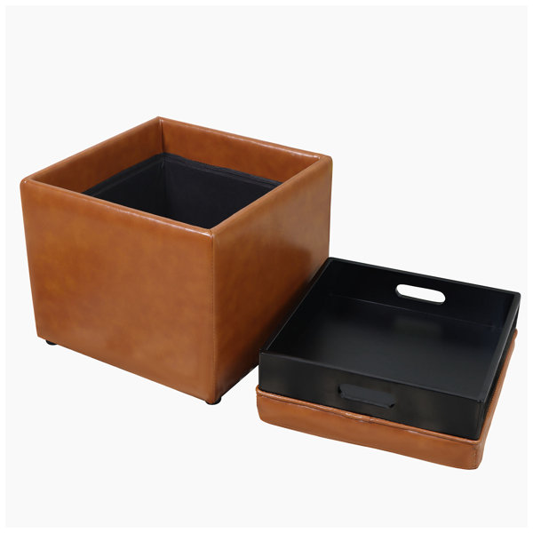 Latitude Run® Bryonhall Vegan Leather Storage Ottoman | Wayfair