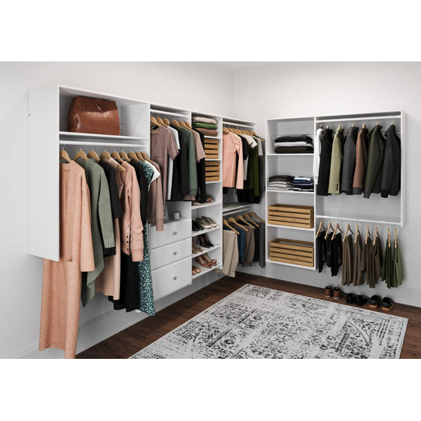 Dotted Line™ Grid 65" W - 113" W Corner Closet System (Can be Cut to ...