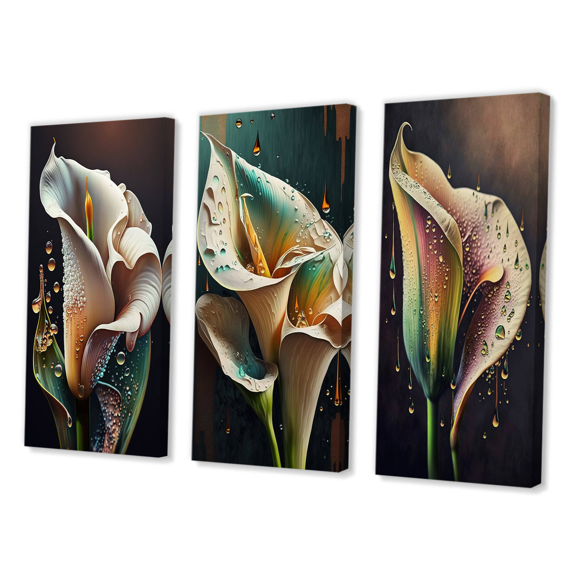 Red Barrel Studio® " Gren And White Calla Lily Flower " 3 - Pieces on ...