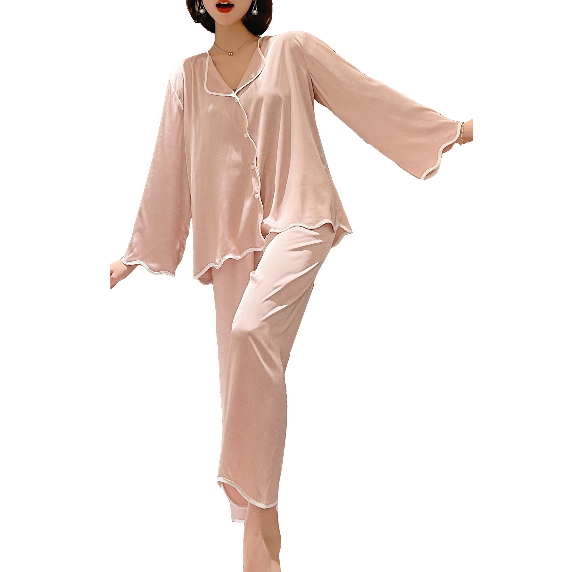 Alwyn Home RH Pyjamas Set Long Sleeve Womens Button Down Sleep ...