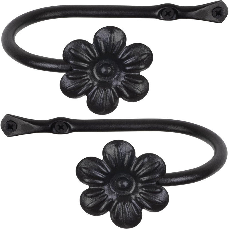 NOMBEL Curtain Holders for Wall - Farmhouse Curtain Hooks for Drapes ...