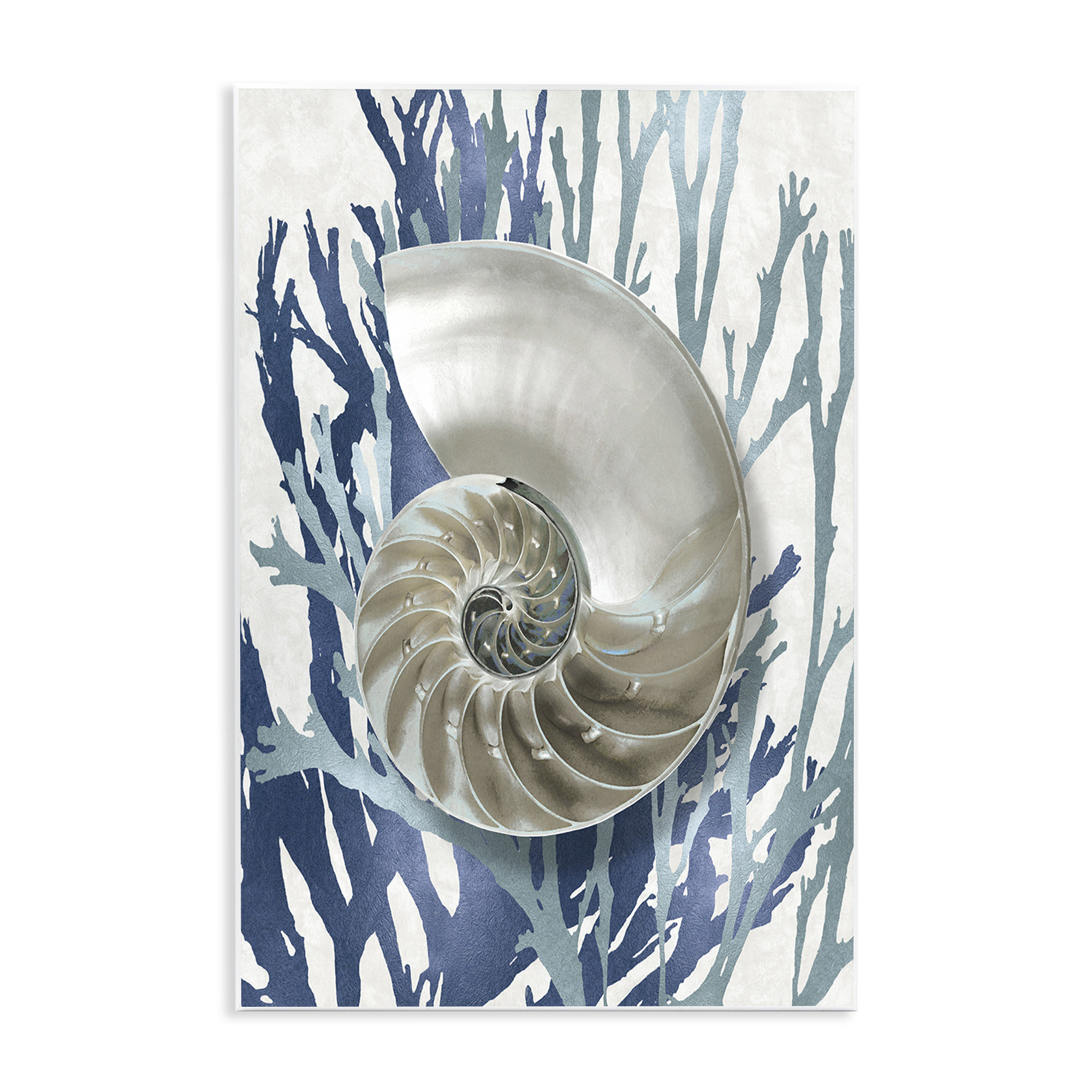 Highland Dunes 'Shell Coral Beach Blue' by Caroline Kelly - Painting ...