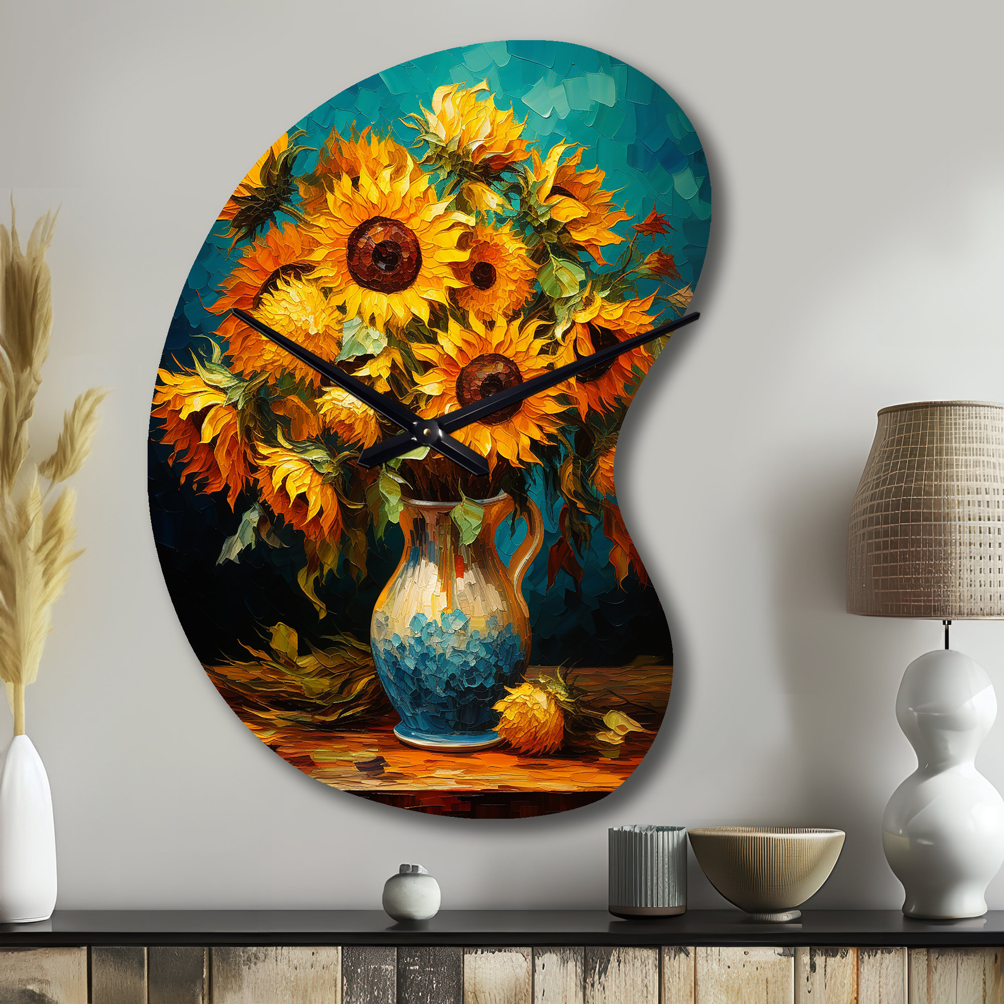 Design Art Masterpiece Sunflowers By Van Gogh IV - Boom Shape Unique ...