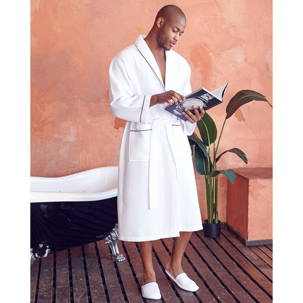 LOTUS LINEN Waffle Piping Robes - Hotel/Spa Luxury Cotton Bathrobes ...