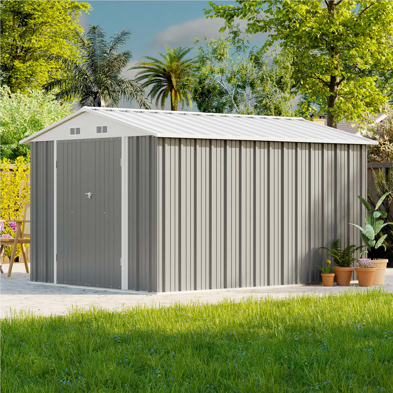 Patiowell 8 ft. W x 10 ft. D Metal Storage Shed & Reviews | Wayfair