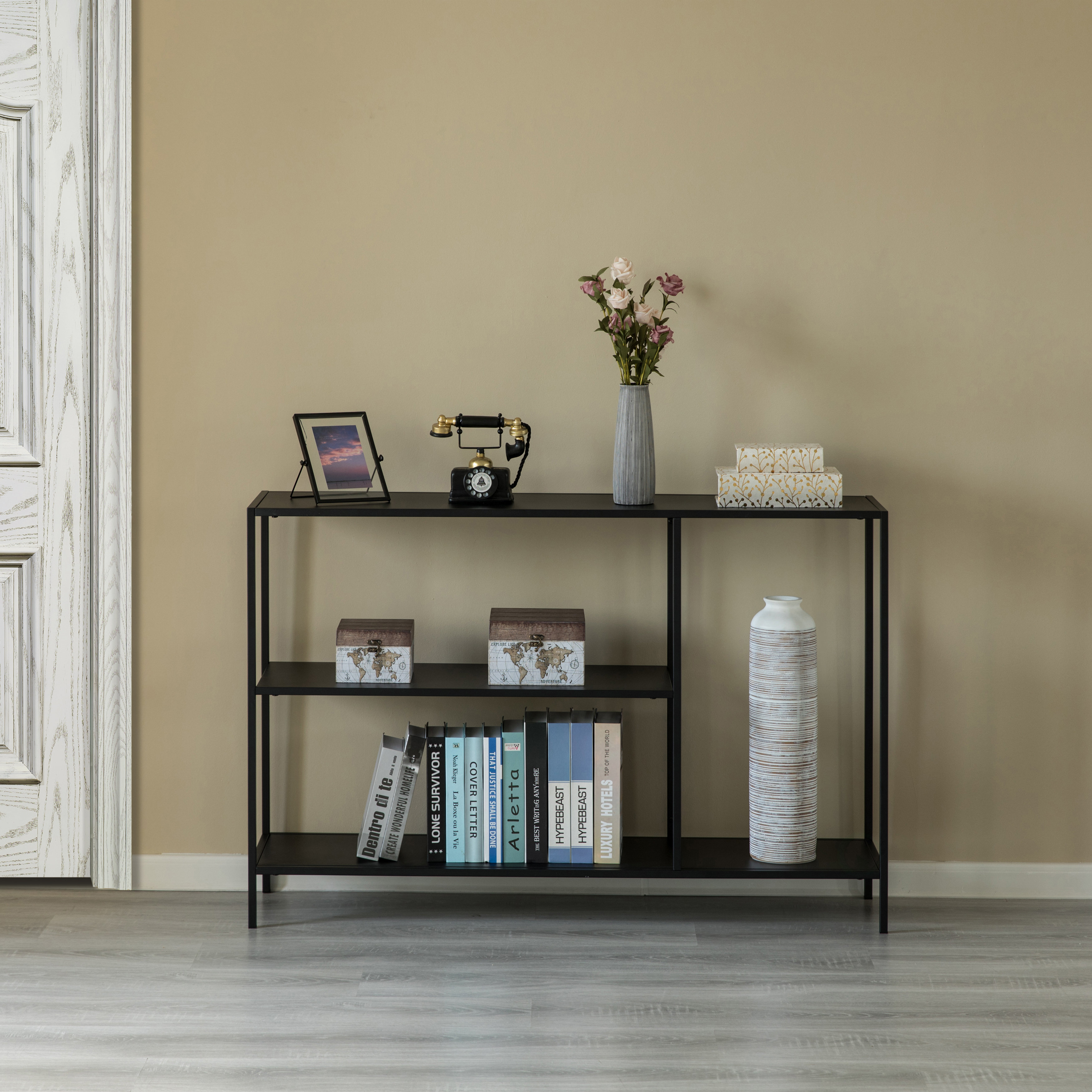 Latitude Run® Modern Display Metal Console Table With Open Shelfs, For ...