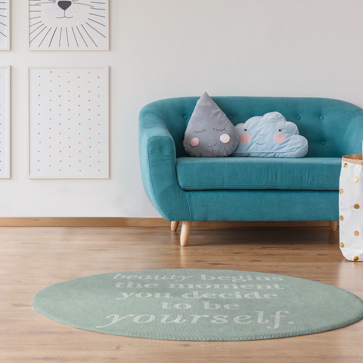 East Urban Home Handwritten True Beauty Quote Poly Chenille Rug | Wayfair