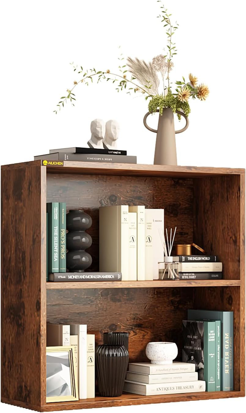 Ebern Designs 2-Tier Bookshelf Storage Shelves, 23.7 Inch Open Shelf ...