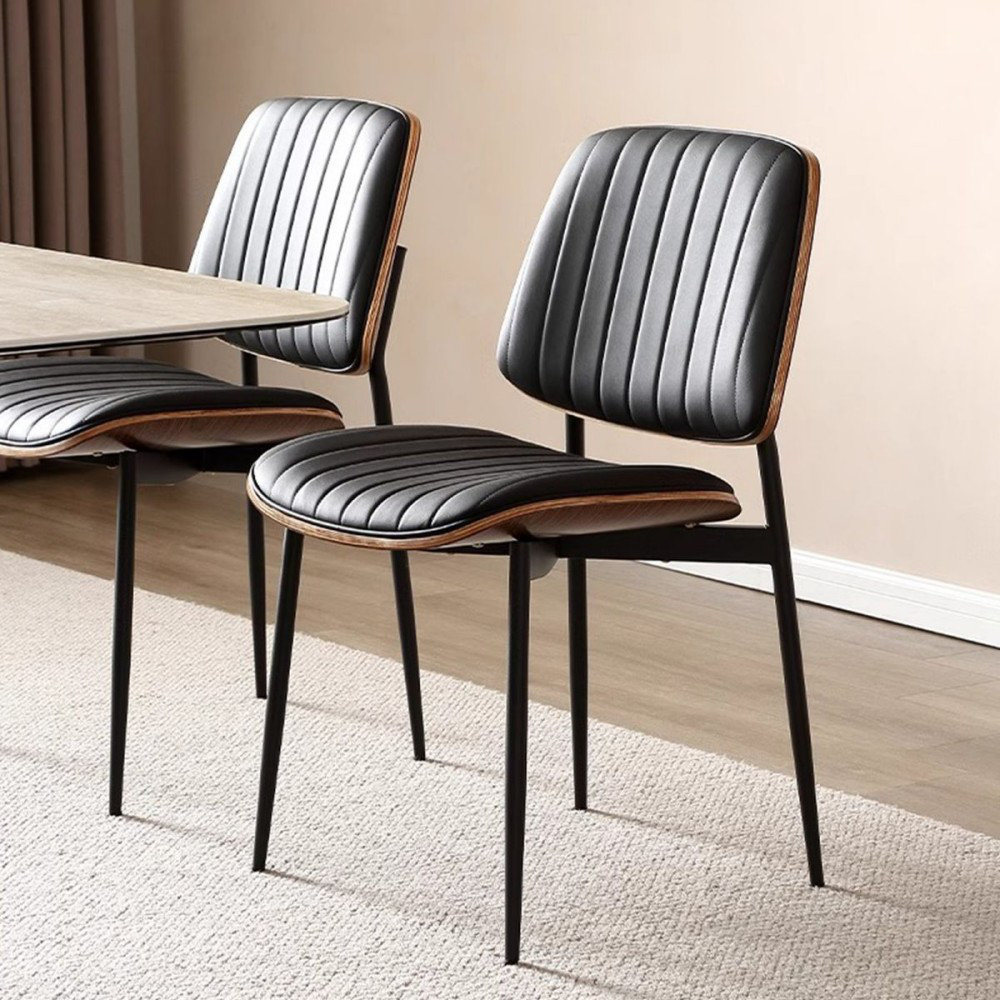 Mass Furni Black Solid back side Chair(Set of 2) | Wayfair