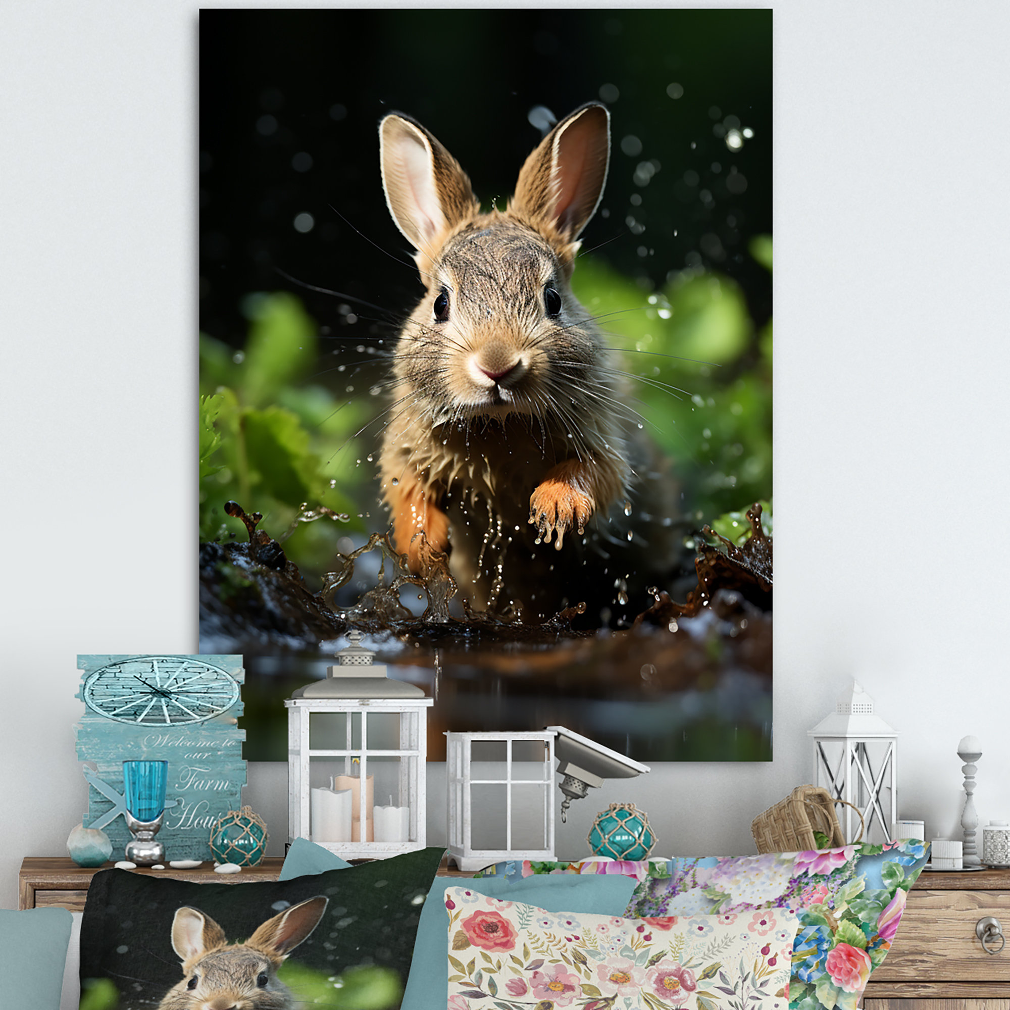 Gracie Oaks Rabbit Energetic Hopper - Animals Wall Art Prints | Wayfair