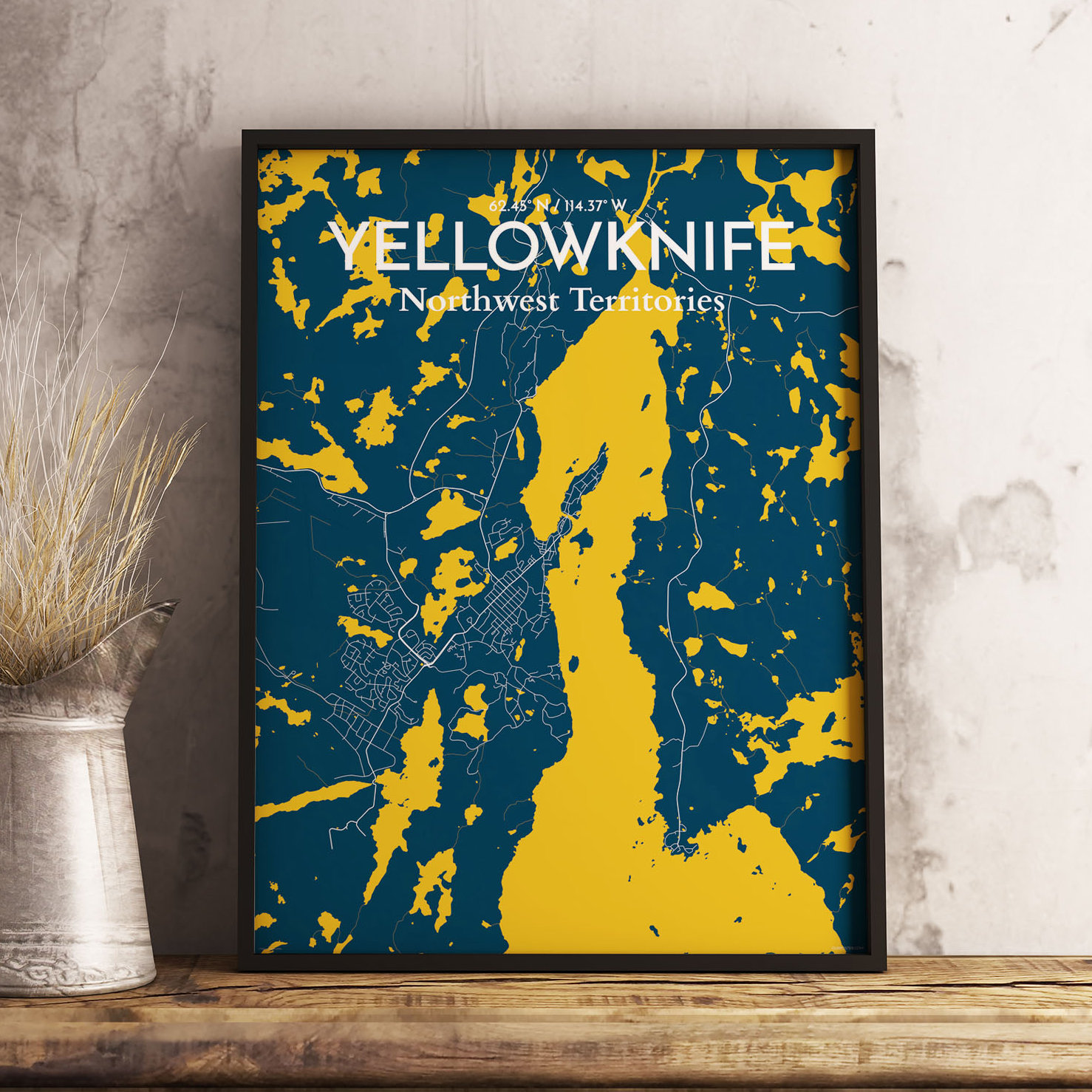 Wrought Studio™ 'Yellowknife City Map' Graphic Art Print Poster in ...