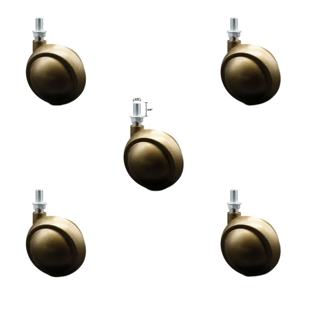 Service Caster 2.5 Inch Windsor Antique Metal Ball Caster – 3/8 Inch Threaded Stem – Set of 5 ...