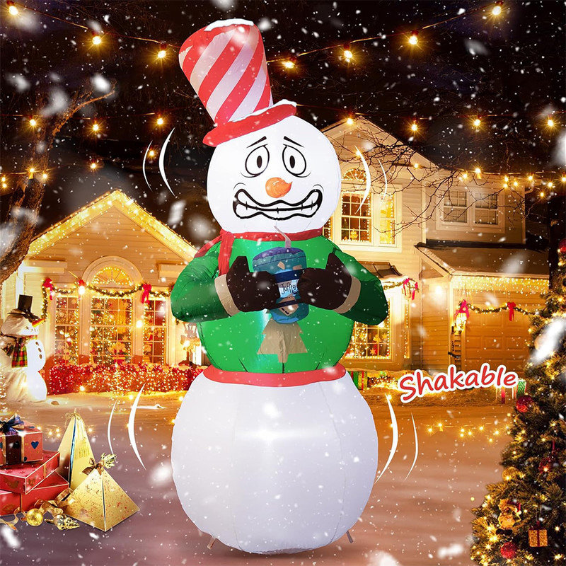 The Holiday Aisle® 6FT Shivering Snowman Inflatable Christmas Blow Up ...
