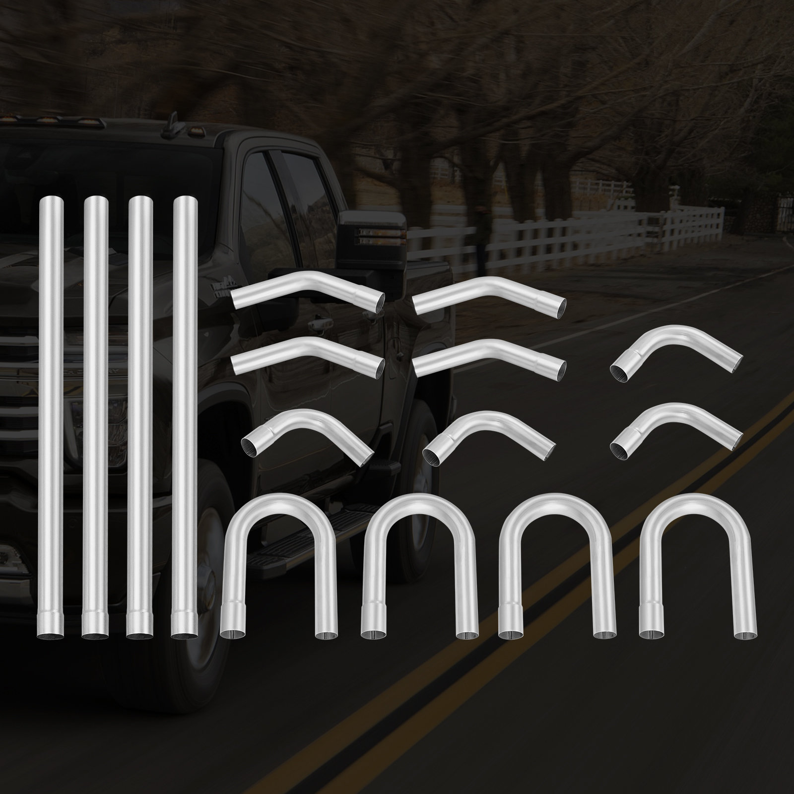 Stellweilan Tessberg DIY Universal Exhaust Kit 16 Pieces Exhaust Pipe ...