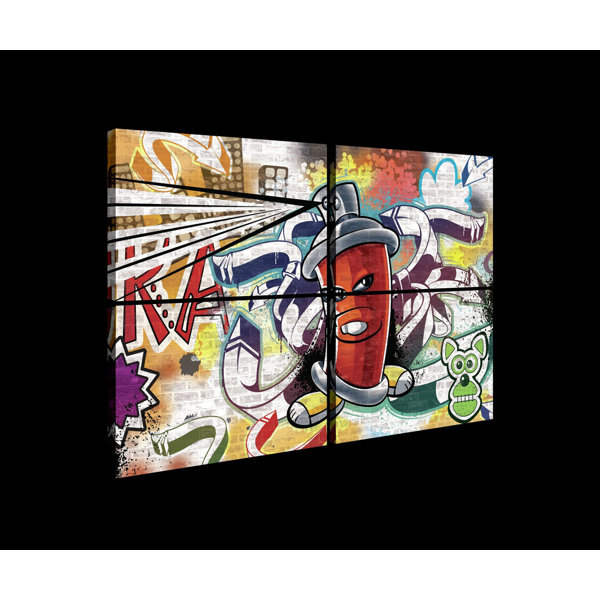 Brayden Studio 4-tlg. Leinwandbilder-Set Graffiti-Spray | Wayfair.de