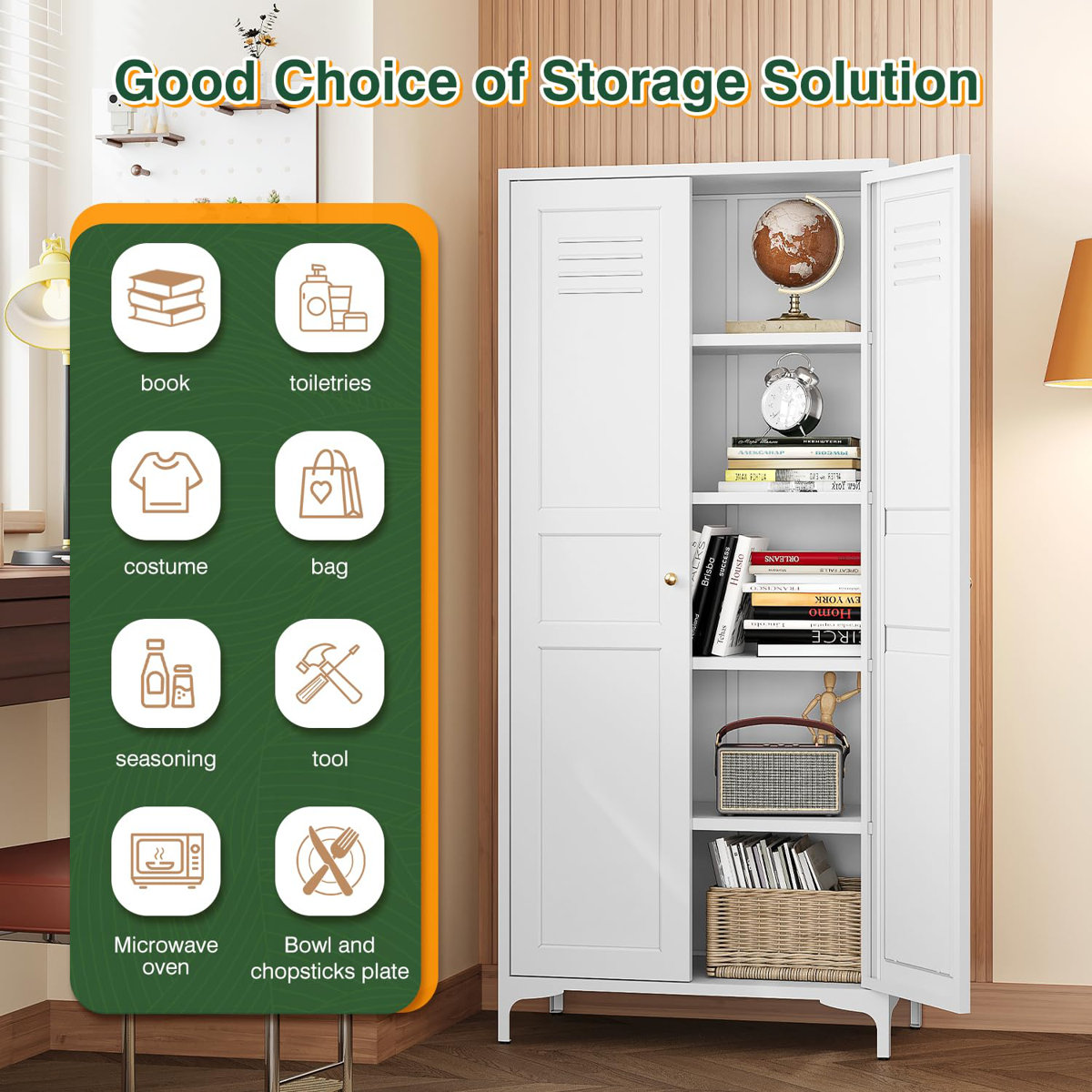 WFX Utility™ Storage Cabinet With Feets-Metal Home Kitchen Pantry ...