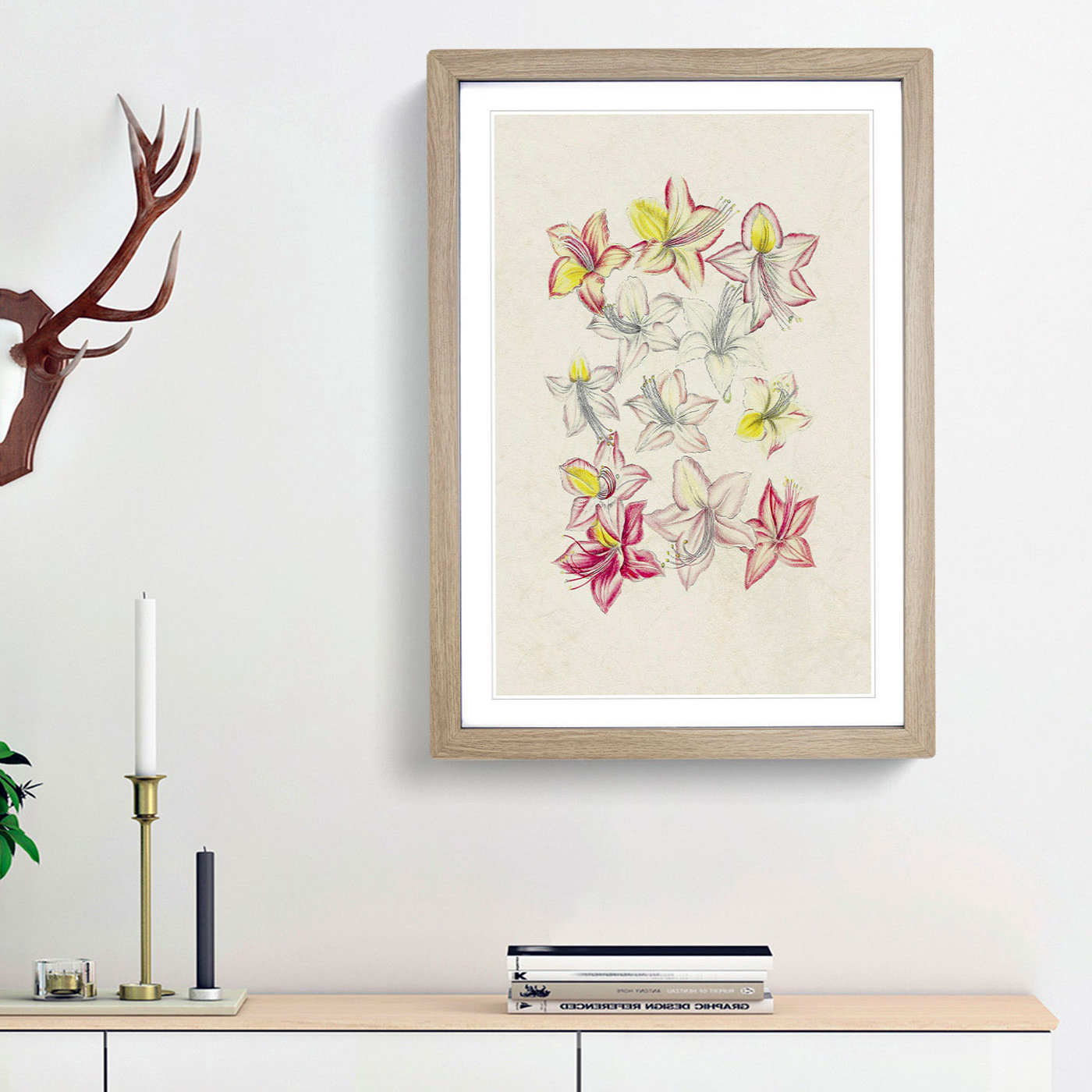 East Urban Home Pink Azalea Flower Illustration - Picture Frame ...