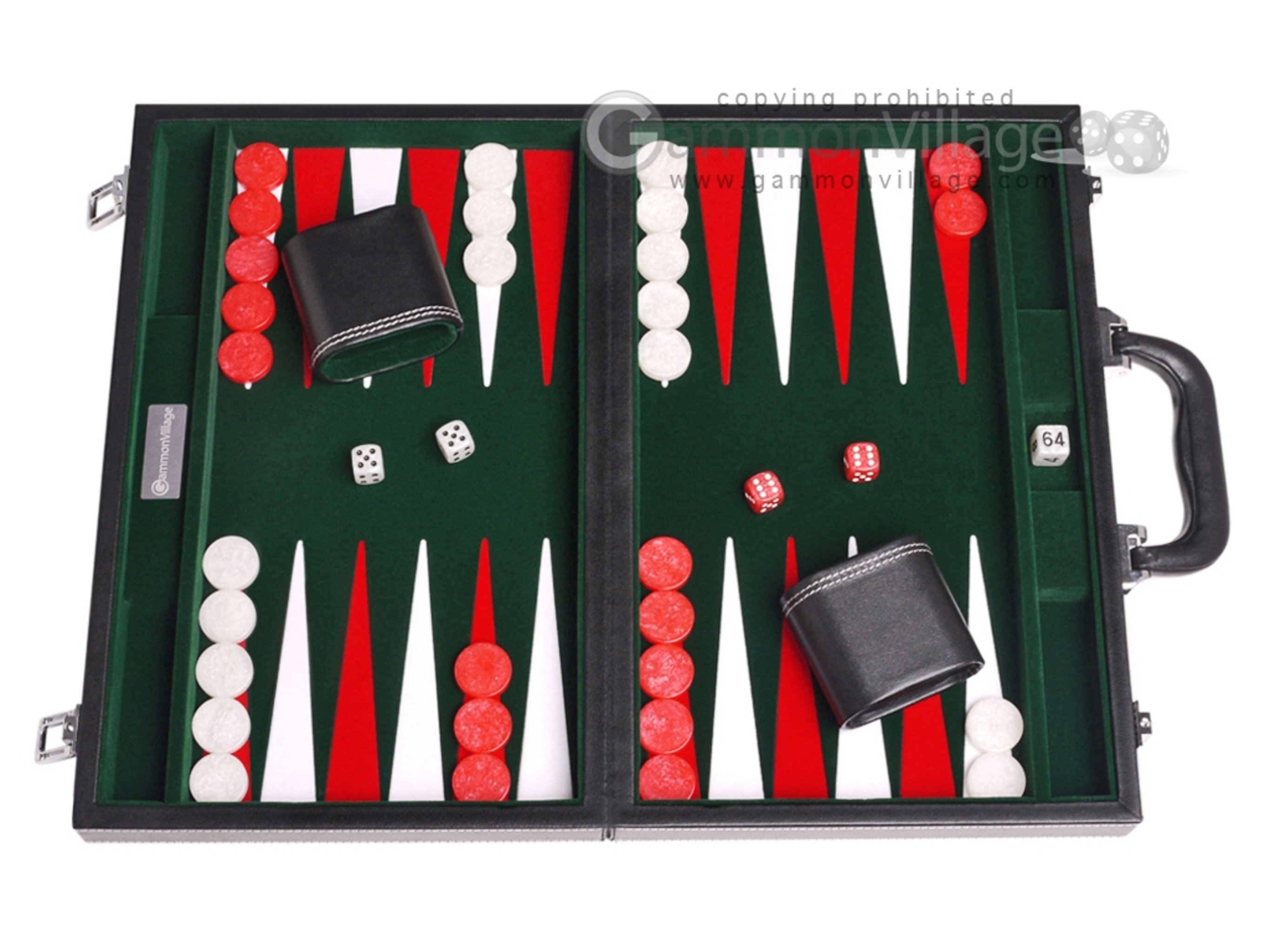 Middleton Games 18-Inch Leatherette Backgammon Set - Inlaid Velvet Field - Black/Green | Wayfair