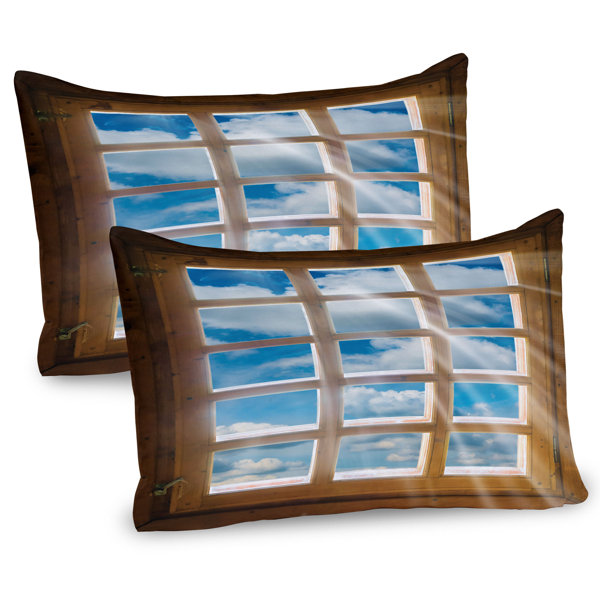 Ambesonne Rustic Pillow Sham 2 Pack Window with Sunbeams Pale Brown ...