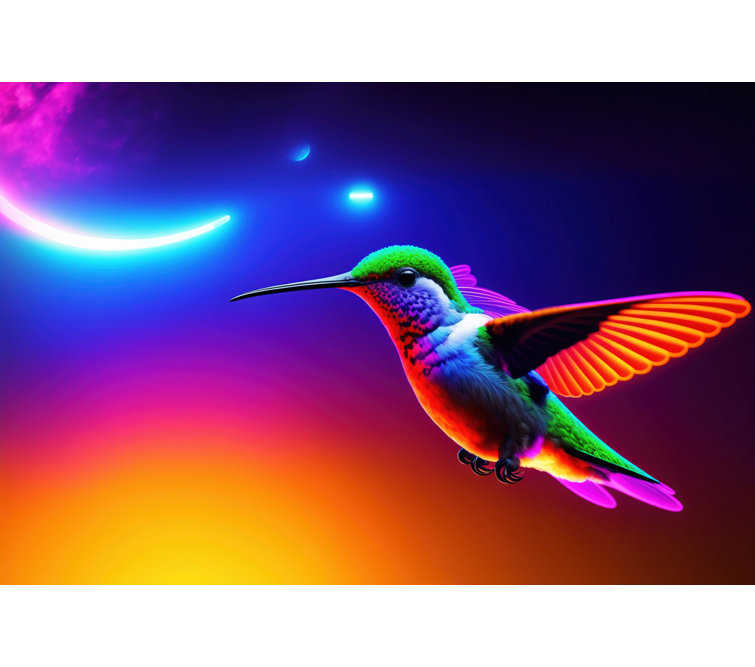 ATX Art Group LLC Unreal Neon Hummingbird On Canvas by Stephen Chambers ...