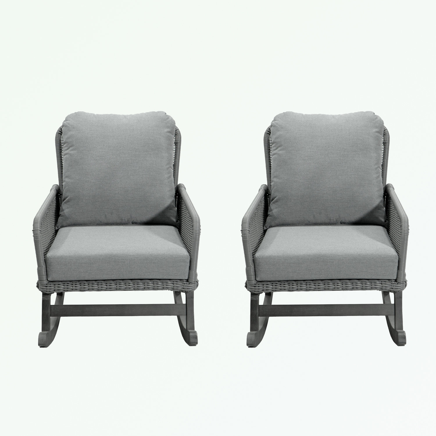 Bayou Breeze Wicker Rocking Chair with Soft Cushions and Durable Wooden ...