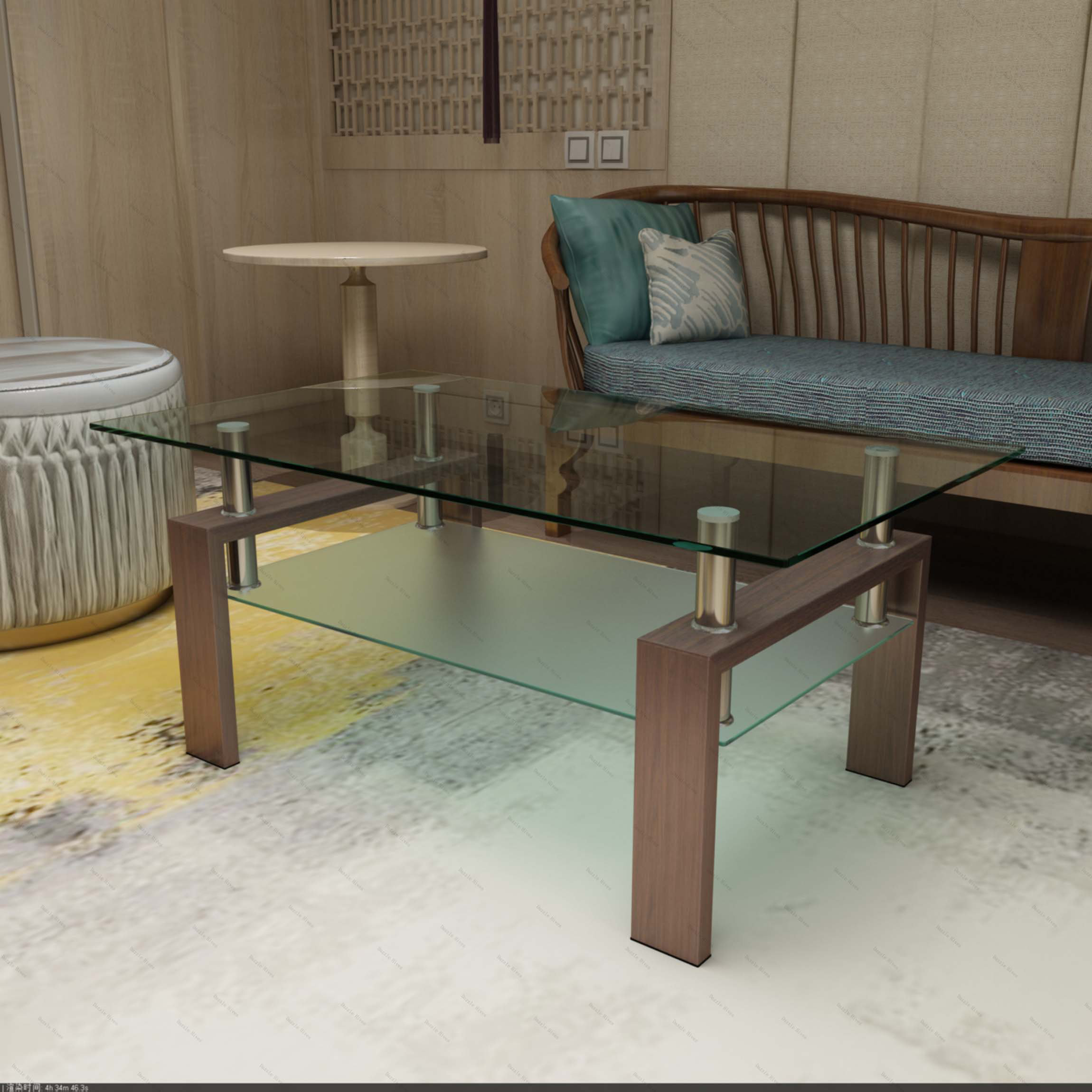 Wrought Studio Rectangle Walnut Glass Coffee Table, Clear Coffee Table ...