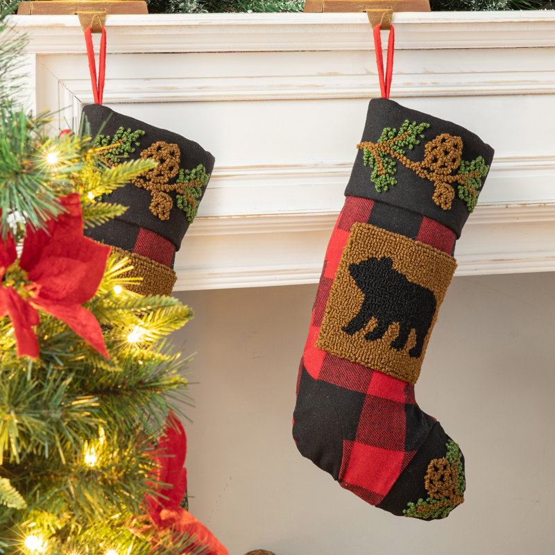 Glitzhome Rug Hooked Bear Stocking & Reviews | Wayfair