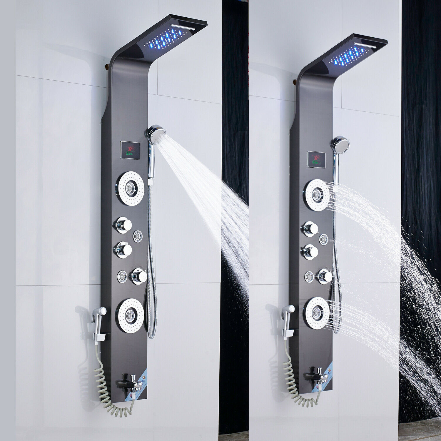 Augusts Shower Panel Tower System, 7 Function Shower Wall Panel, LED ...