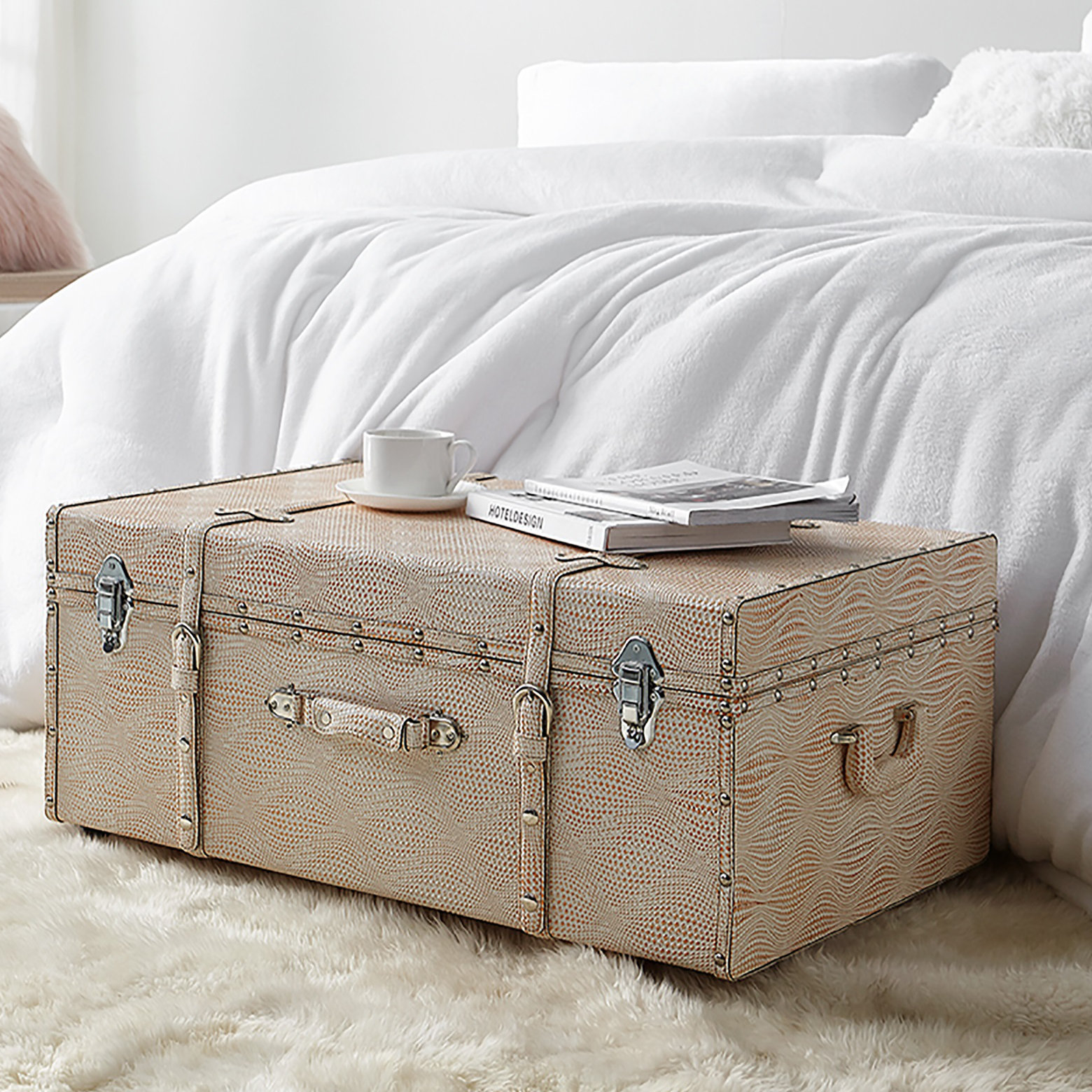 DormCo Texture Brand Designer Trunk with Wheels - Ripple Pattern ...