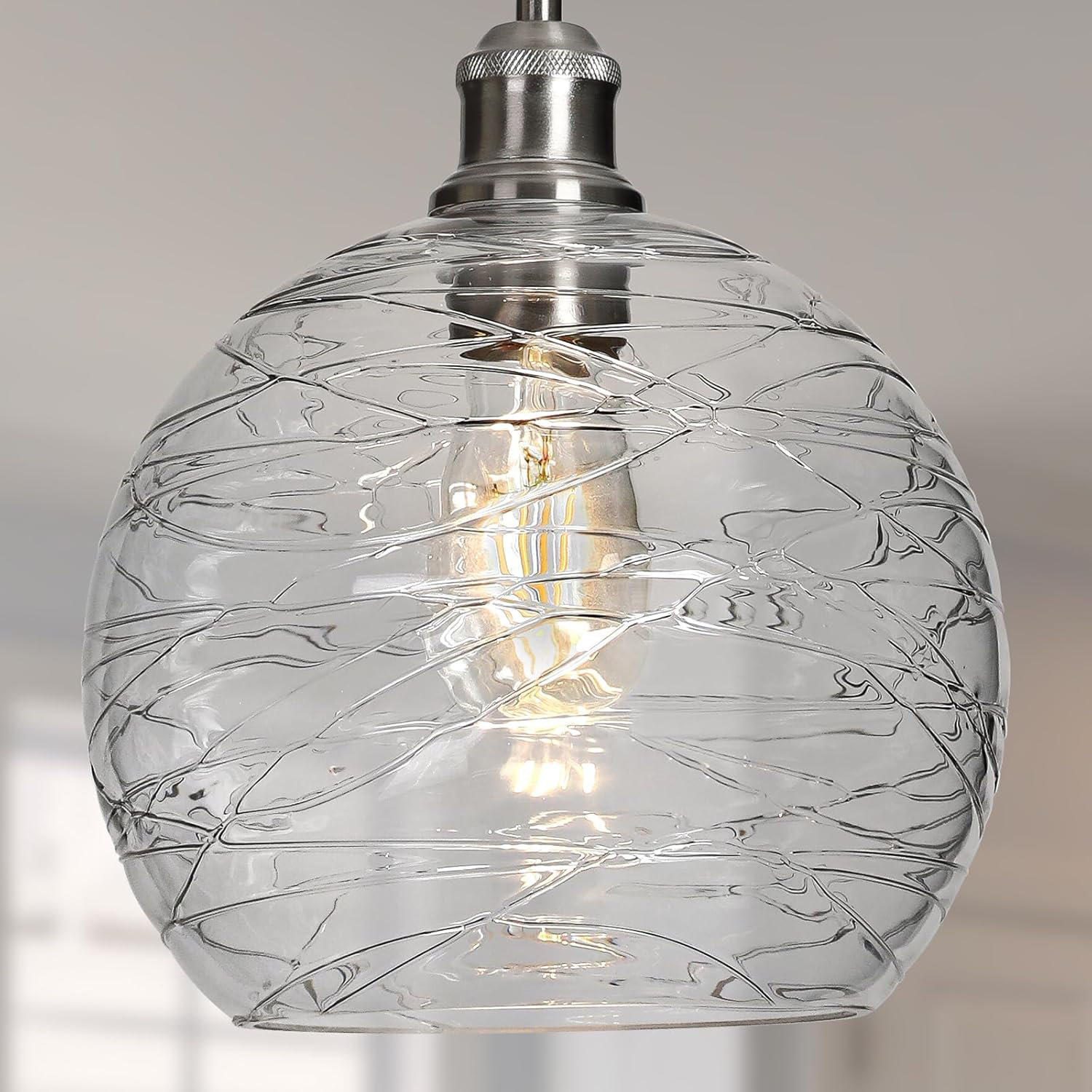 17 Stories Handblown Glass Pendant Light With Adjustable Cord, Modern ...