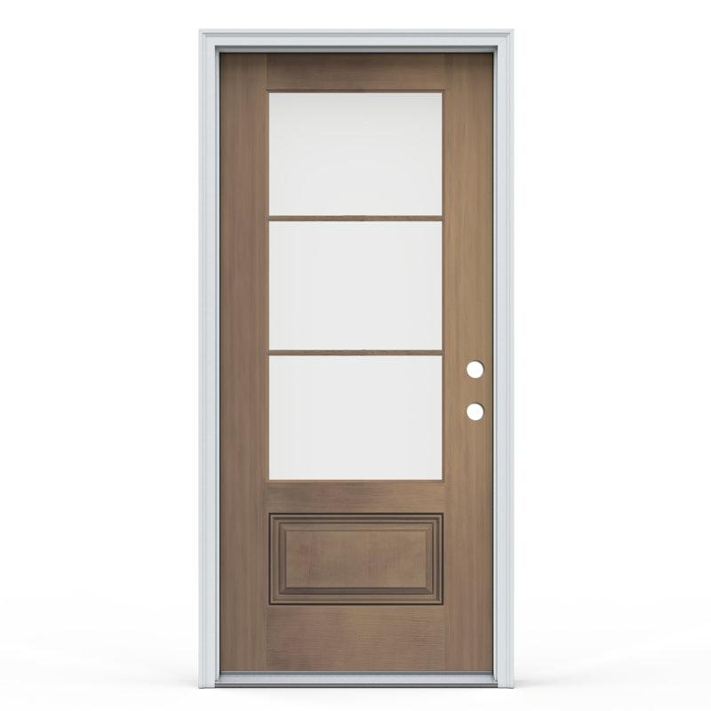 JELD-WEN 36 in. x 80 in. 3-Lite Clear Glass Warm Toffee Fiberglass ...