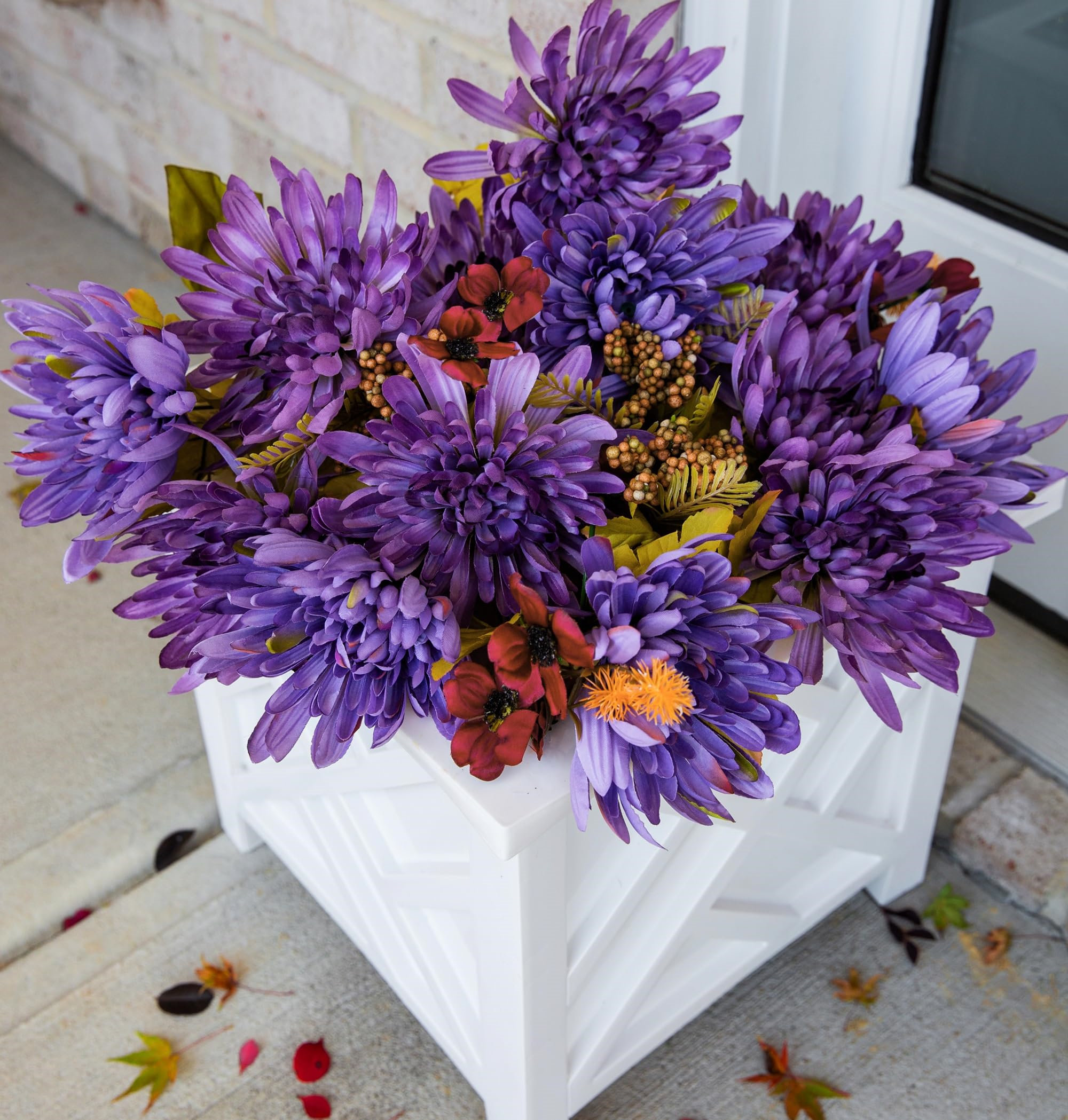 Dakota Fields 2 Bundles Faux Silk Chrysanthemum Flowers Bouquets, 24 ...