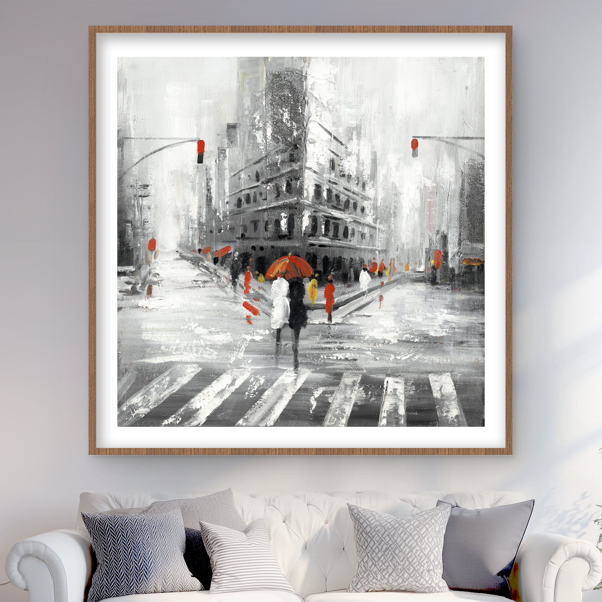 Lark Manor™ Greyish Flatiron Building Print | Red Bedroom Decor Frame ...