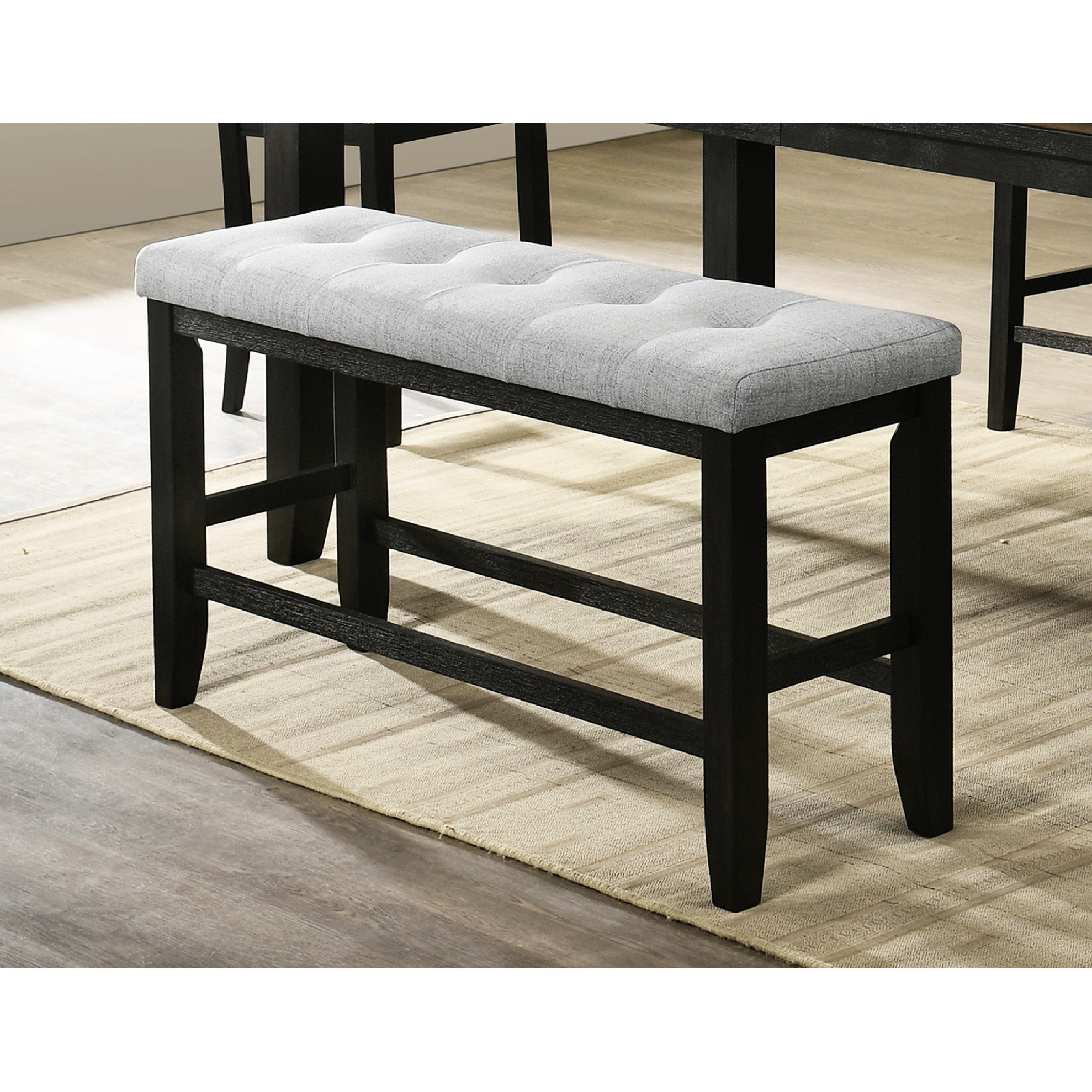 Kivaritio Counter Height Bench, Seat With Linen Look Fabric, Tapered ...