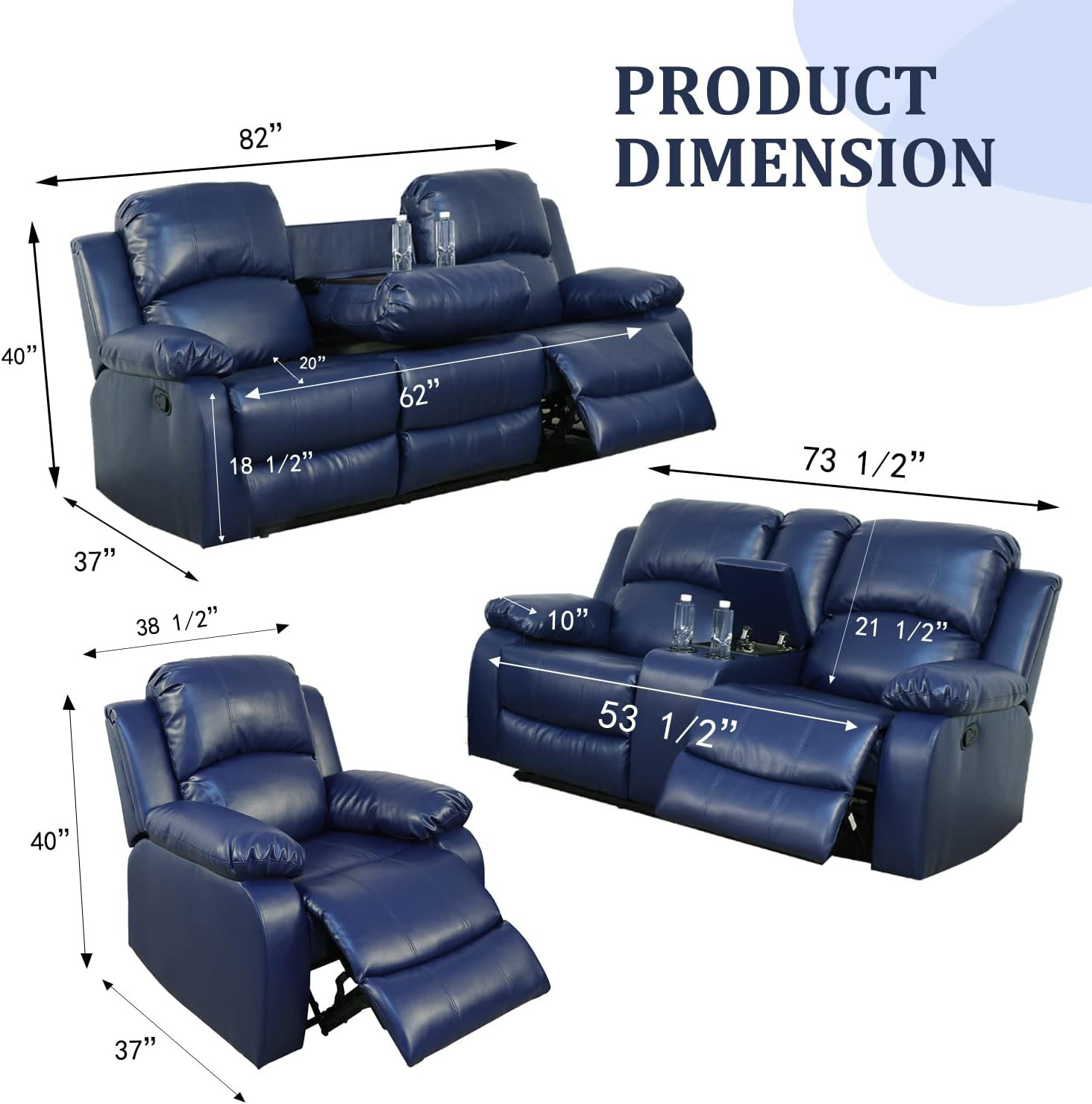 Latitude Run® Manual Recliner Living Room Furniture Set ,Leather ...