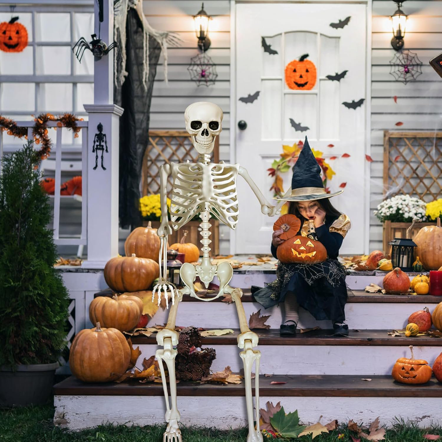The Holiday Aisle® 5.4ft Halloween Skeleton, Halloween Life Size Full ...