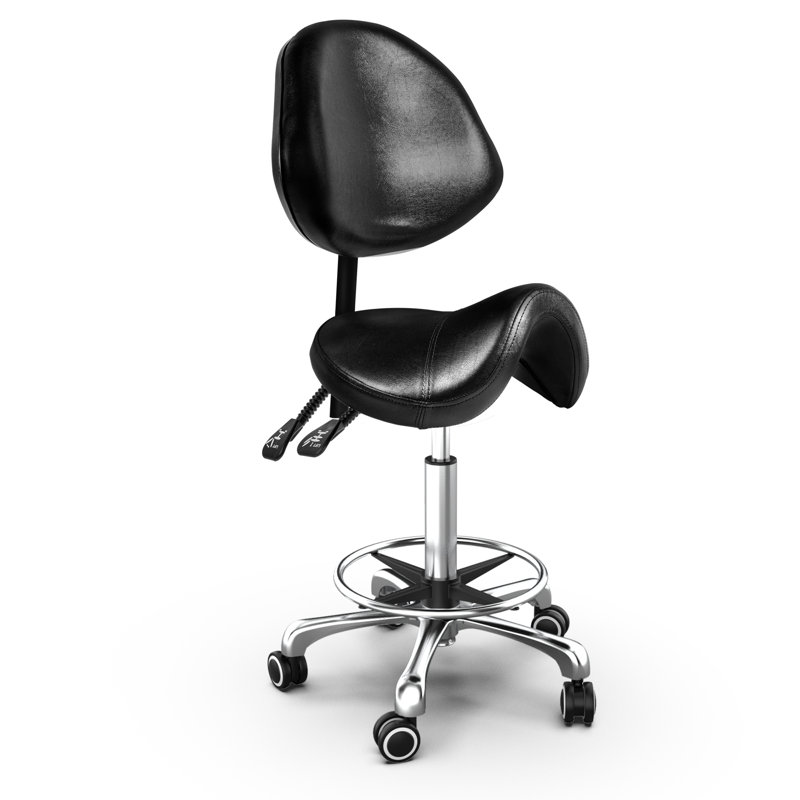 Ivy Bronx Adjustable Height Ergonomic Backed Lab Stool Saddle Stool ...