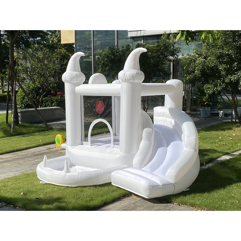 Connsann White Bounce House With Slide & Ball Pit Wizard Bouncy Castle ...