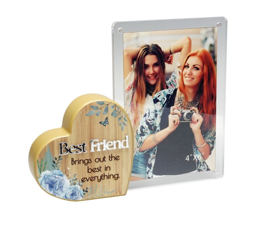Latitude Run® Heart With Text And Clear Photo Frame- Best Friends Photo ...