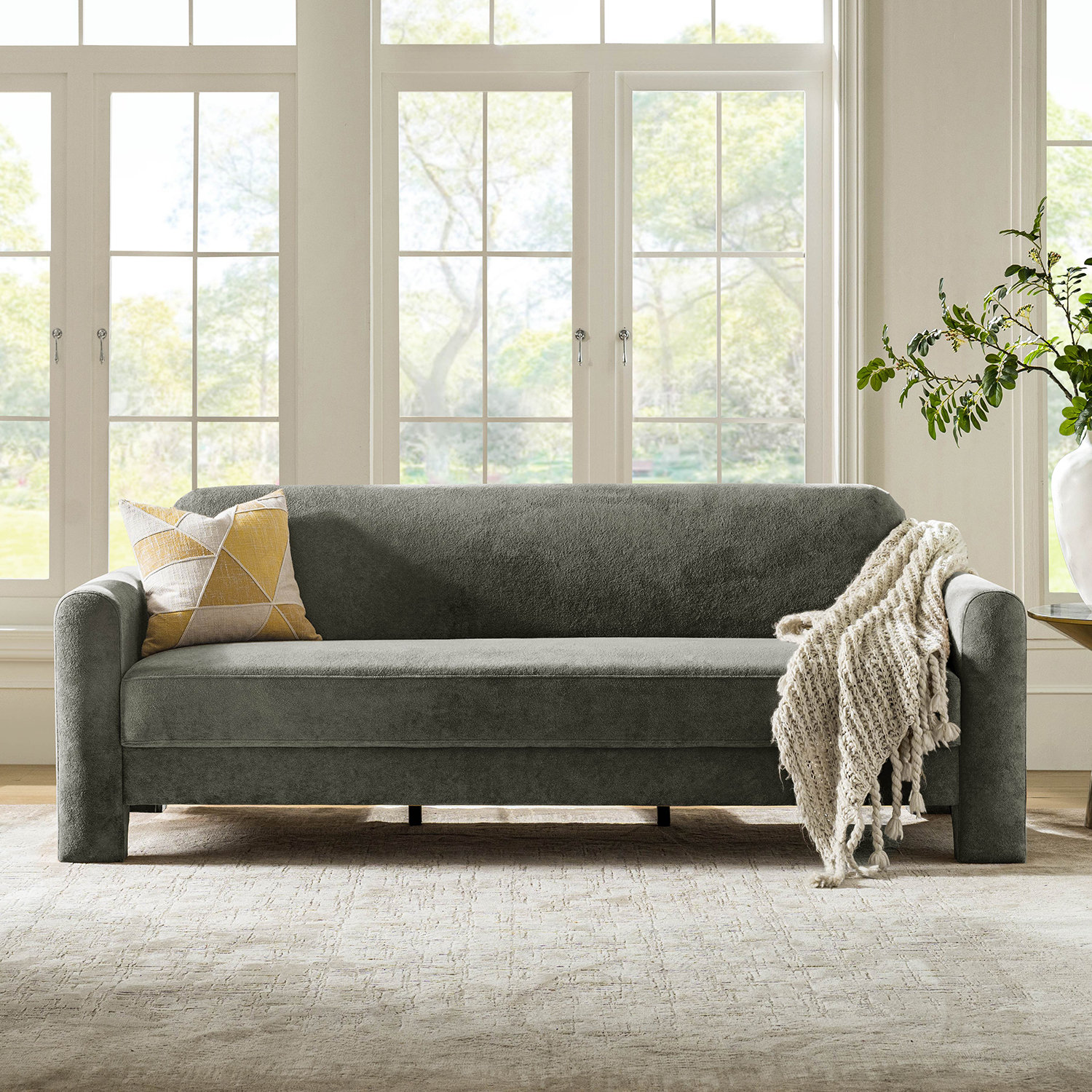 Ebern Designs Werts Modern 84" Curved Chenille Sofa & Reviews - Wayfair ...