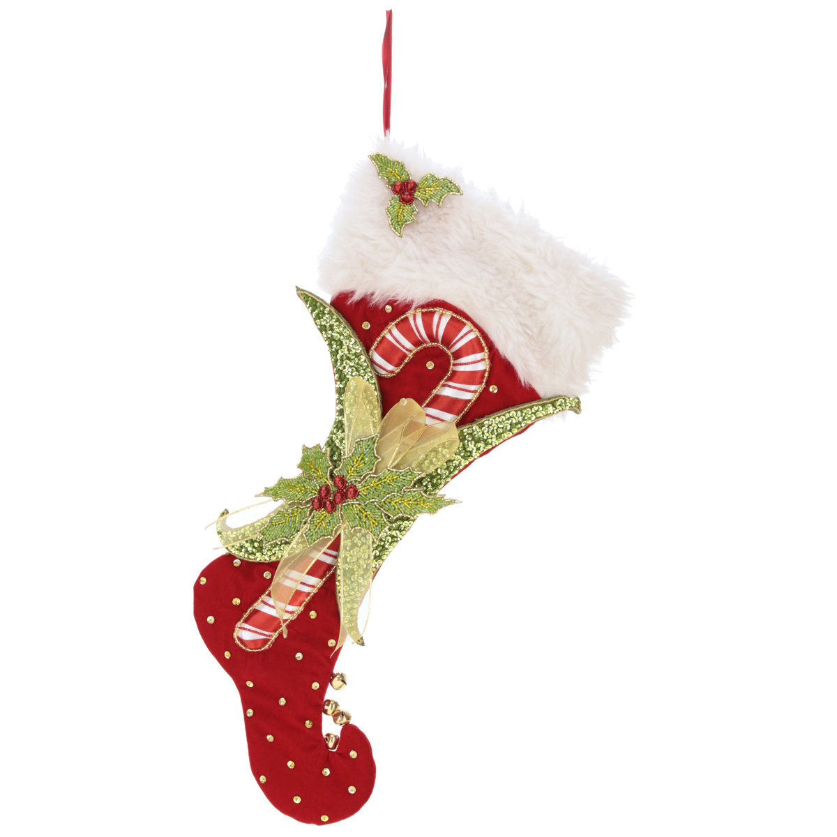 Mark Roberts Candy Cane Holly Stocking - 24 Inches - Wayfair Canada