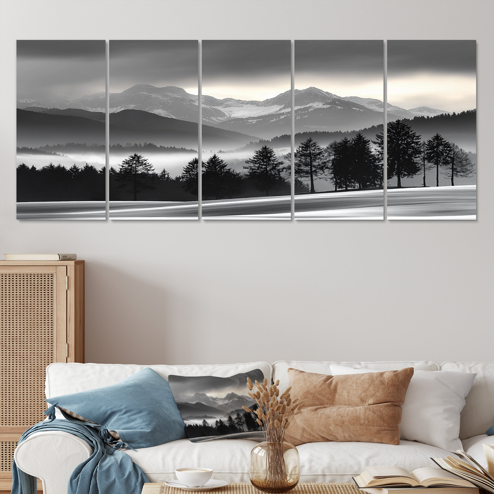 Millwood Pines Gold And Grey Winter Mountain And Lake Scenery II ...