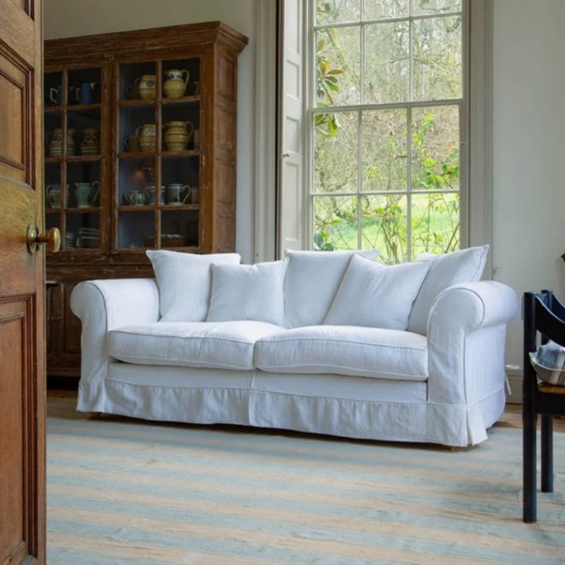 Walkoly Simple White Fabric Sofa - Wayfair Canada