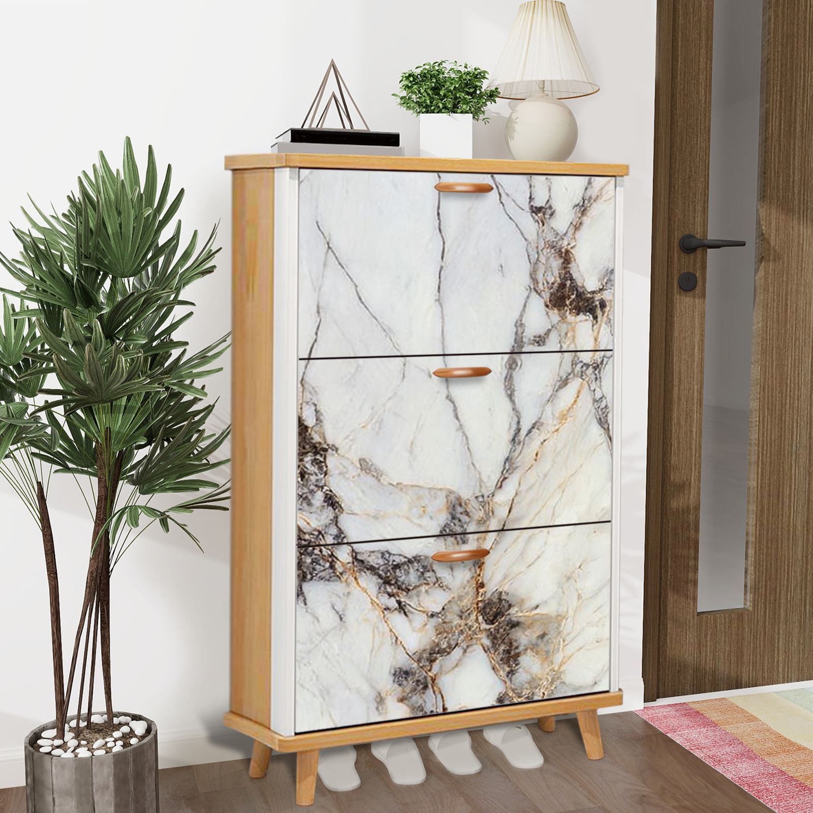 East Urban Home Shoe Storage Cabinet with 3 Flip Drawers for large ...